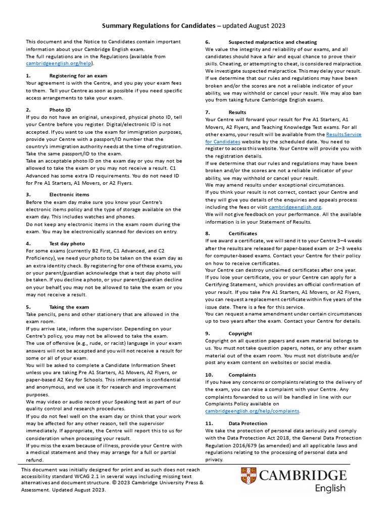 Summary Regulations | PDF