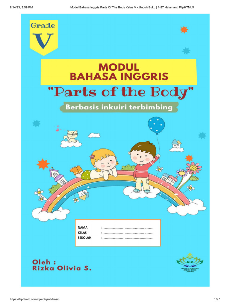 Modul Bahasa Inggris Parts of The Body Kelas V - Unduh Buku - 1-27 Halaman - FlipHTML5 | PDF