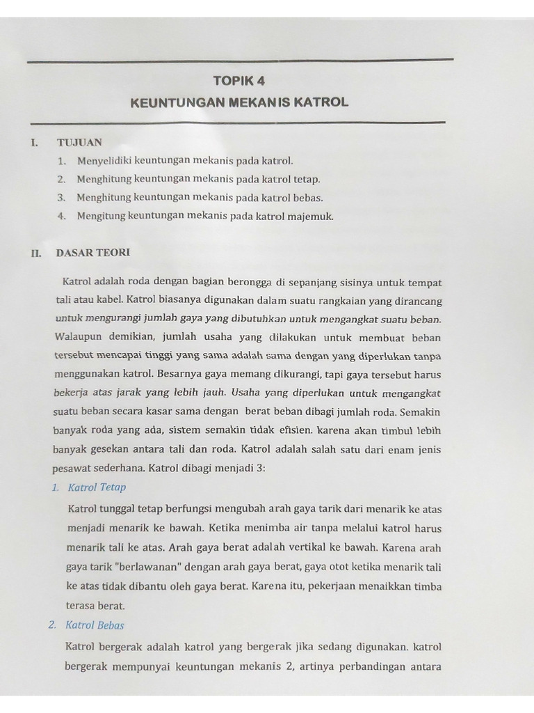 Topik Keuntungan Mekanis Katrol | PDF