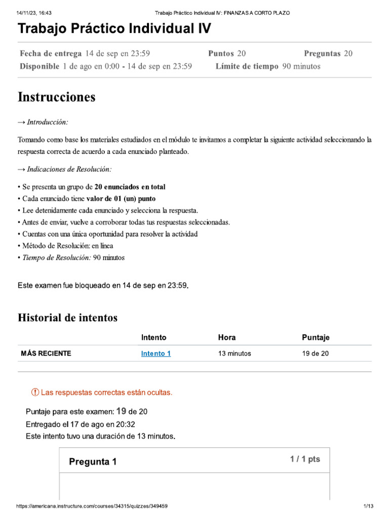 Finanzas A Corto Plazo TP 4 | PDF