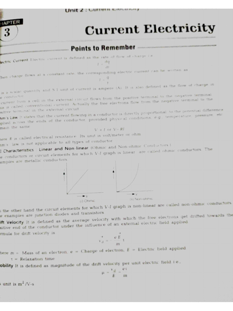 Current Electricity Physics Notes | PDF