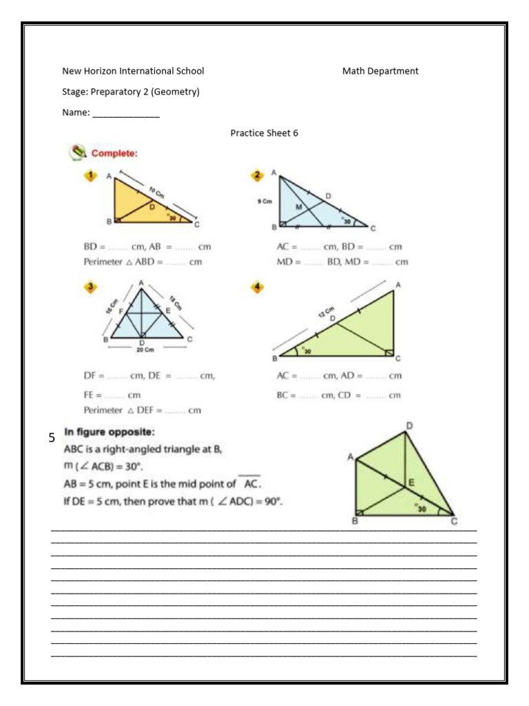 Practice Sheet 6 Medians and Converse | PDF
