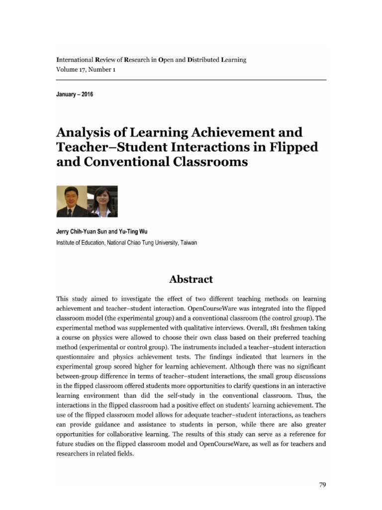 Analysis of Learning Achievement and Teacher-Student Interactions in Flipped and Conventional ...