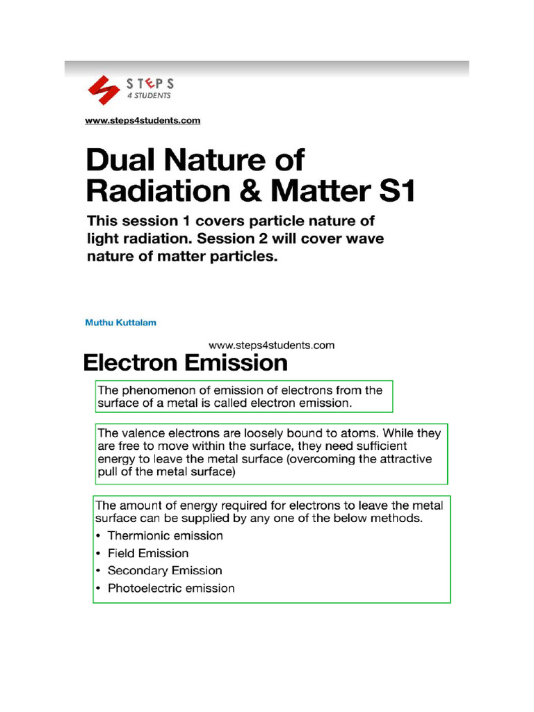 Dual Nature s1 Tuition Notes | PDF