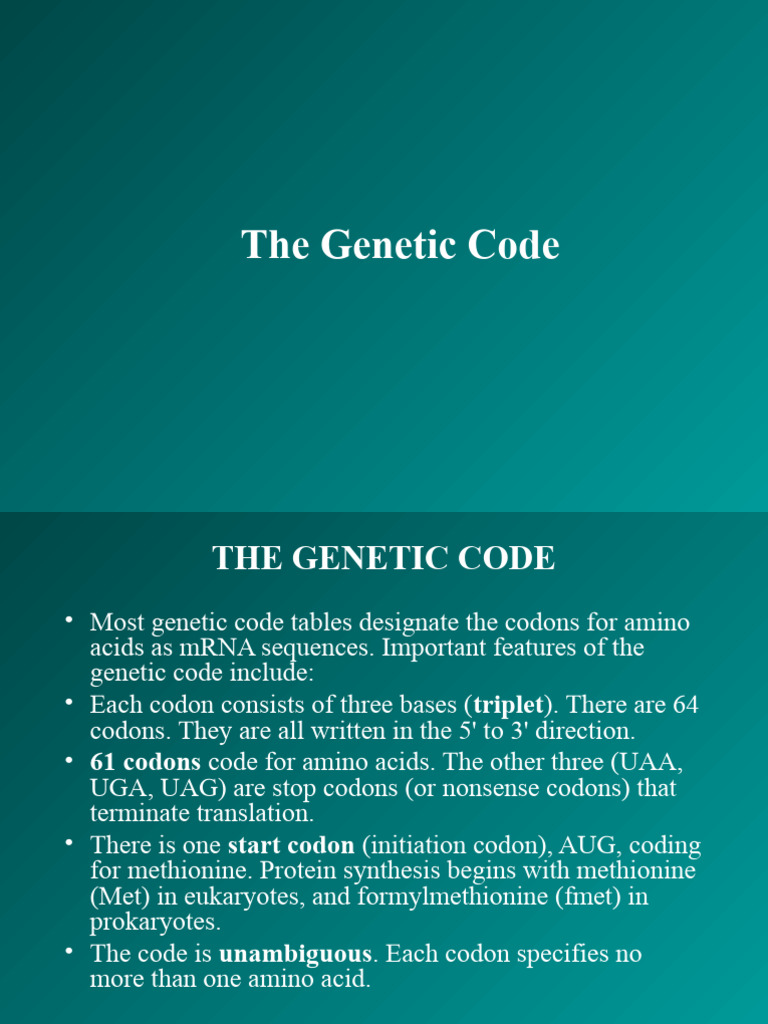 Genetic Code | PDF | Genetic Code | Translation (Biology)