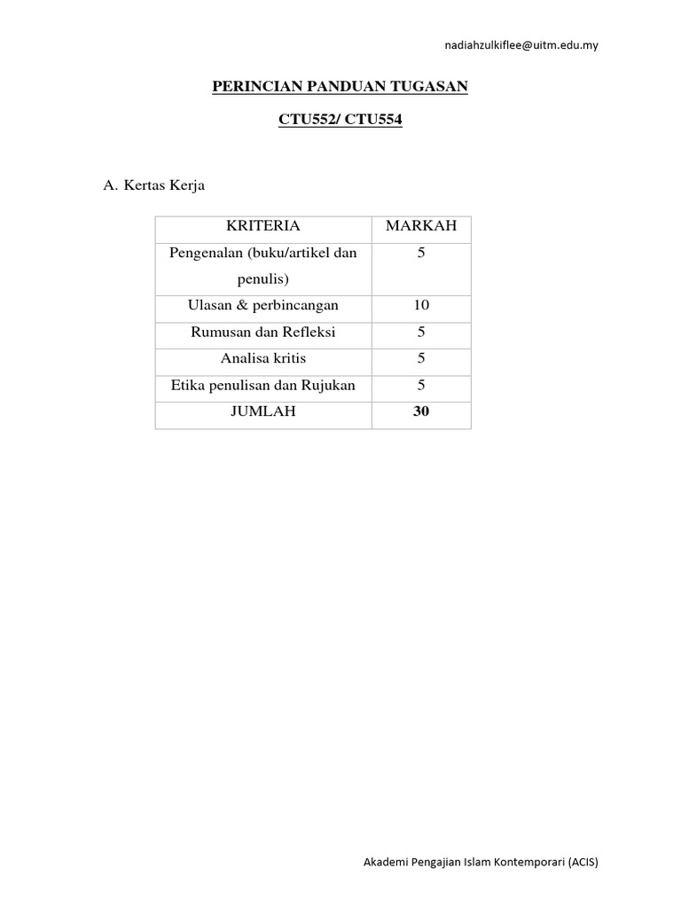 (A) Panduan Tugasan Ctu552 Ctu554 | PDF