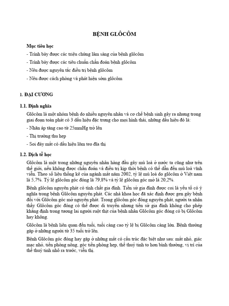 BỆNH GLÔCÔM | PDF