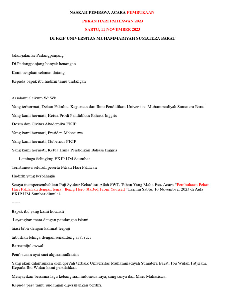 Script Lomba MC | PDF | Perjalanan