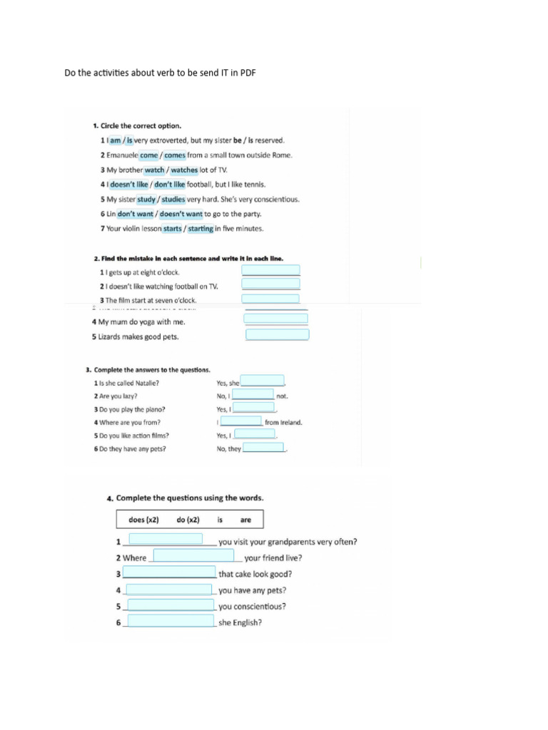 Do The Activities About Verb To Be Send IT in PDF | PDF | Computers