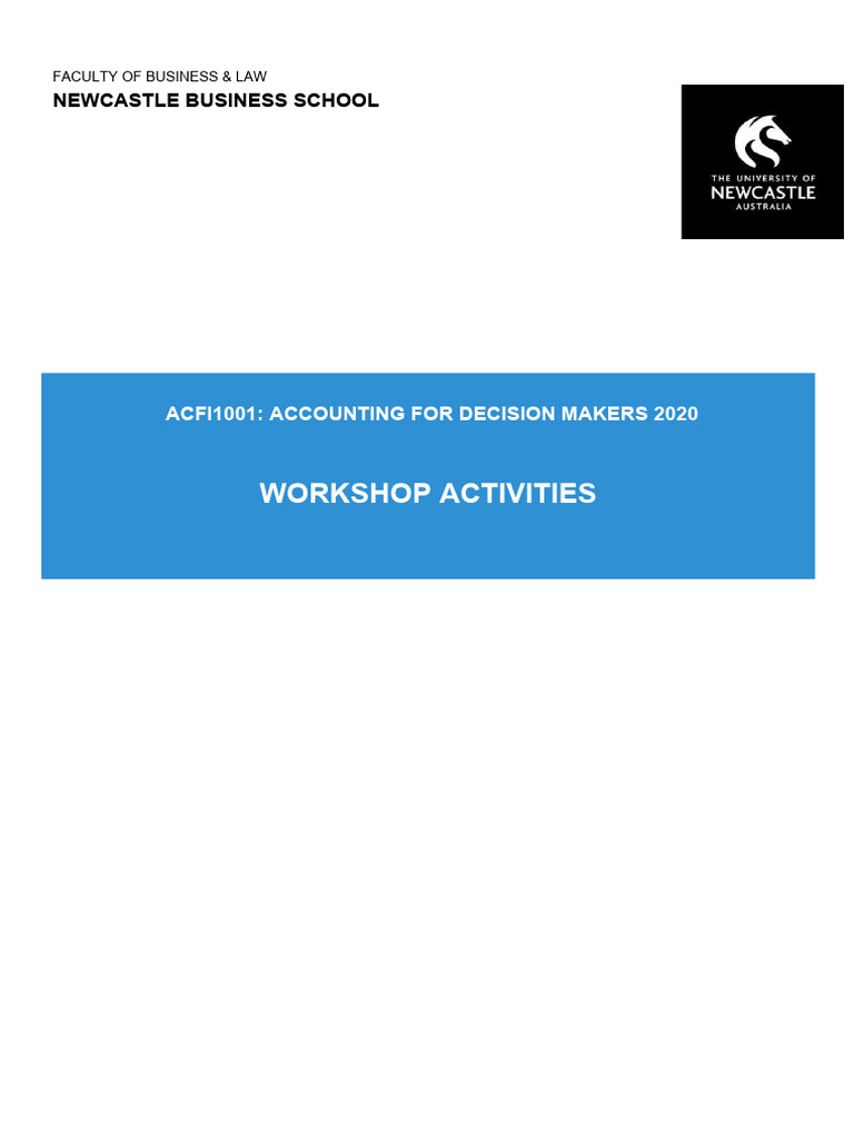 ACFI 1001 Workshop Book For S1 2020 | PDF | Business | Finance & Money ...