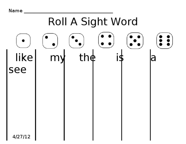 Roll A Sight Word | PDF