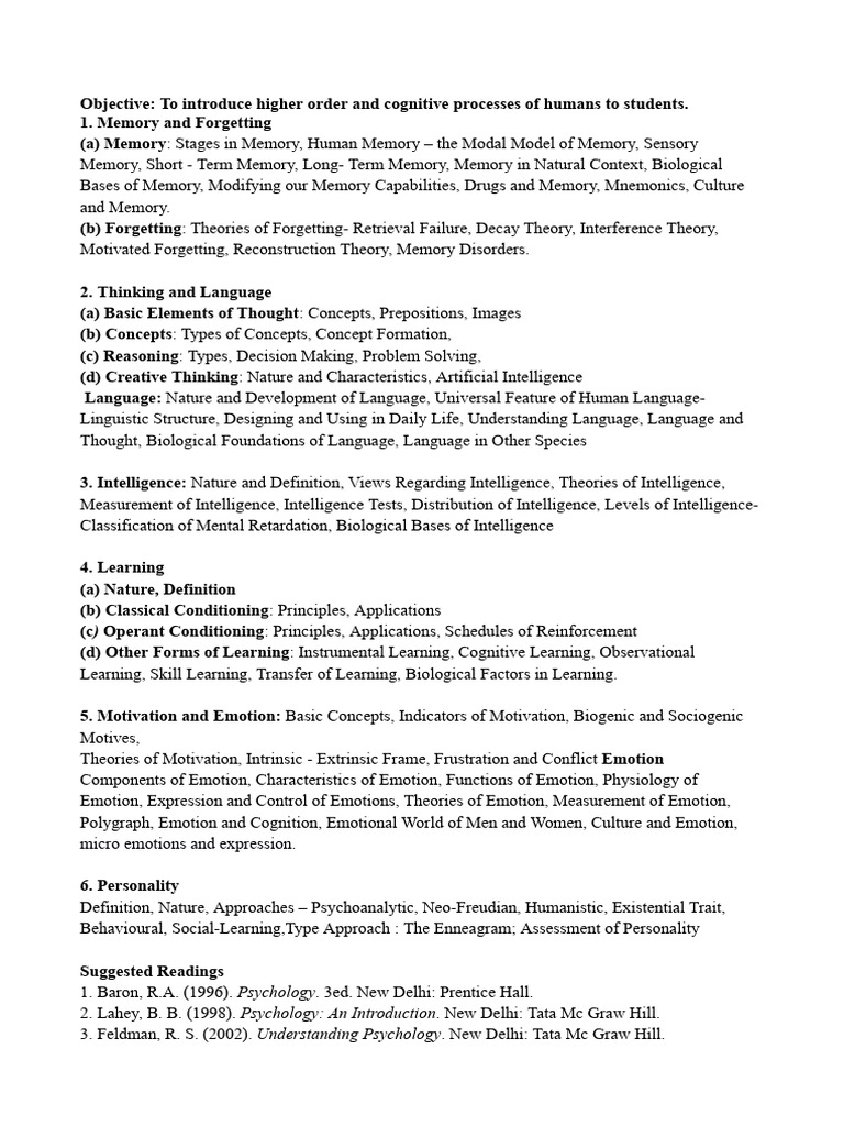 Syllabus GP Reference | PDF | Intelligence | Memory