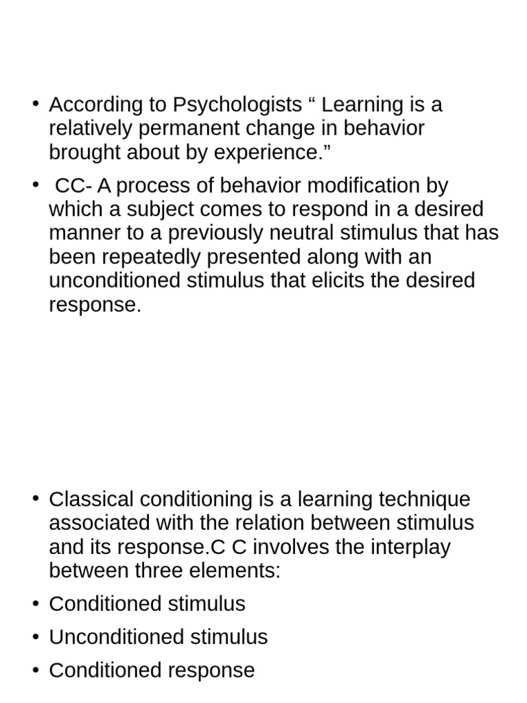 Classical Conditioning | PDF | Classical Conditioning | Behaviorism Classical Conditioning | PDF | Classical Conditioning | Behaviorism