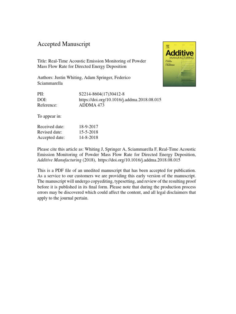 Acoustic Sensor For Powder Flow | PDF | Flow Measurement | Regression ...
