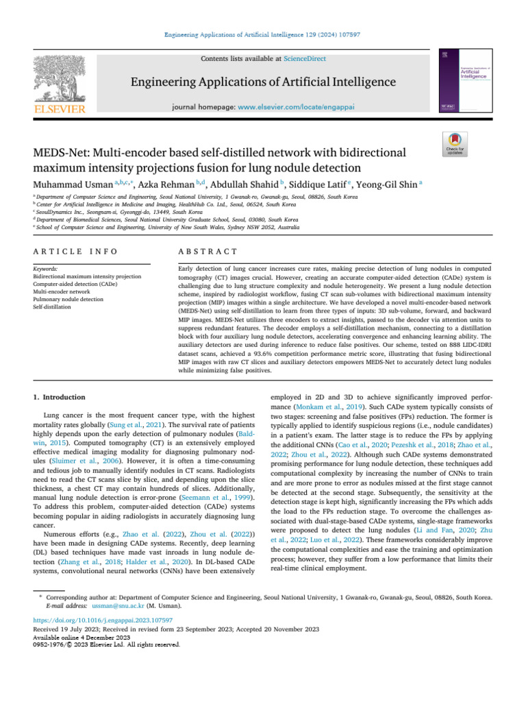 Meds Net Multi Encoder Based Self Distilled Network With Bidirectional Maximum Intensity