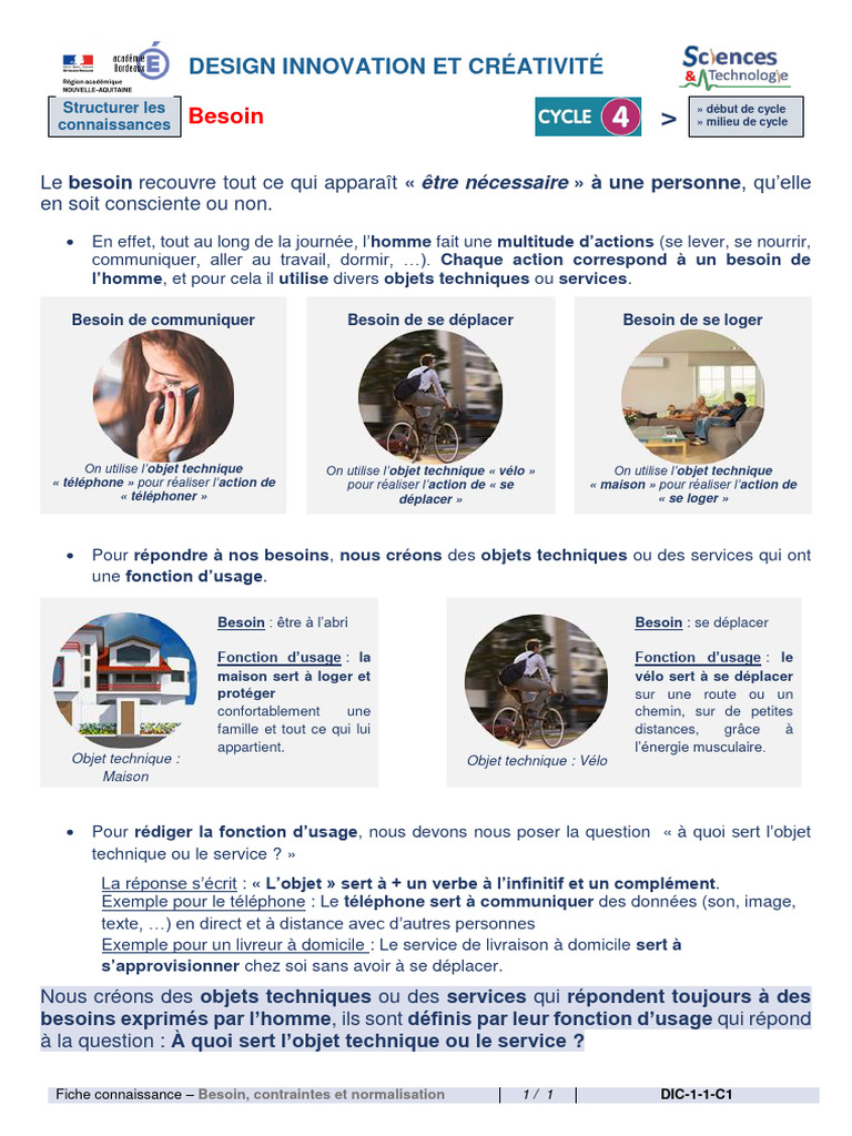 Design et Innovation : Besoins et Contraintes | PDF | Innovation ...