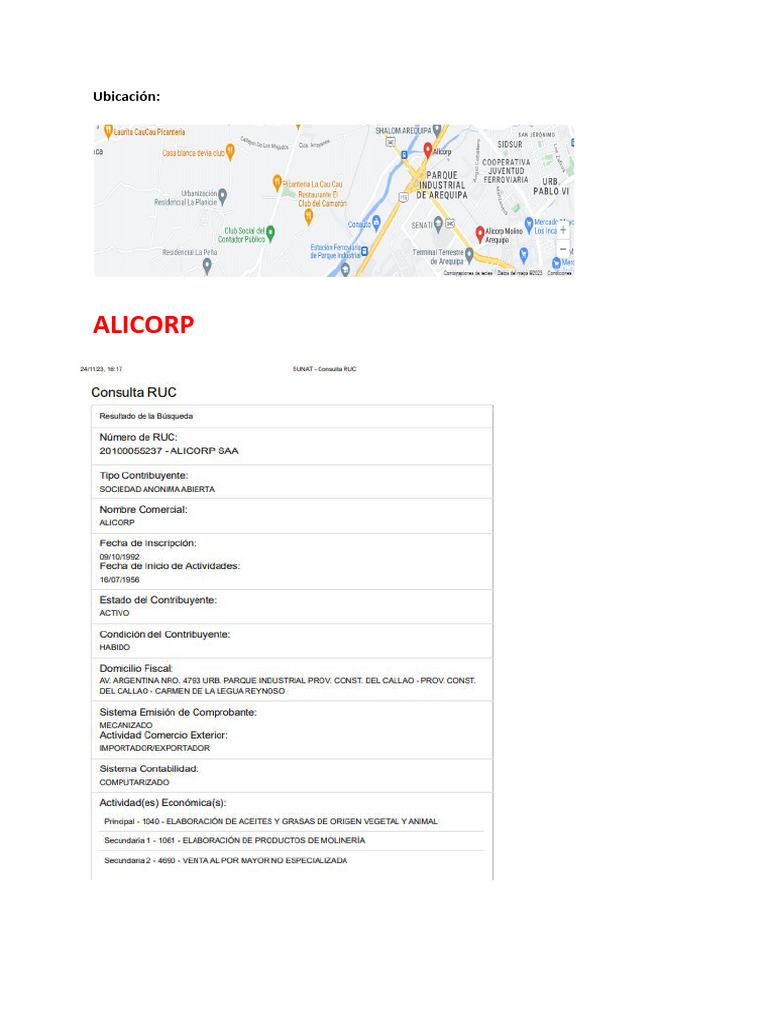 Ubicación y Conclusion Alicorp | PDF | Negocios