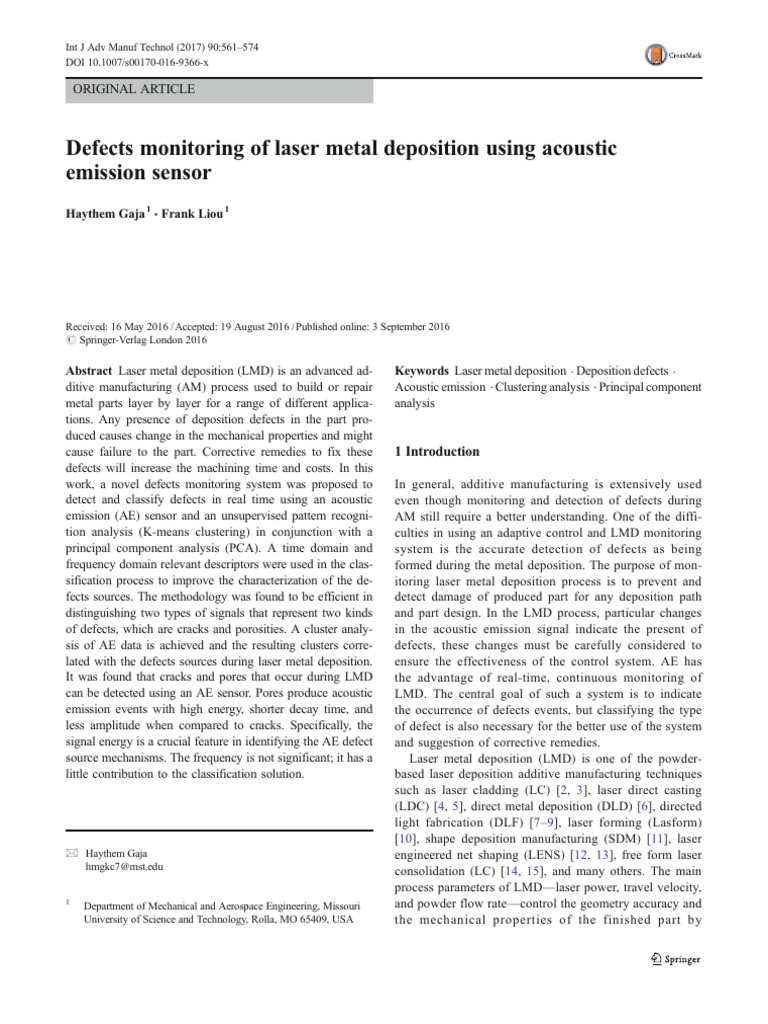 Defects Monitoring of DED Using AE | PDF | Welding | Construction