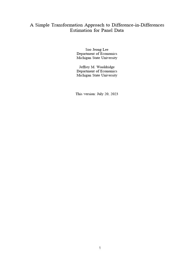 Transformation for Difference-in-Differences | PDF | Regression Analysis | Ordinary Least Squares
