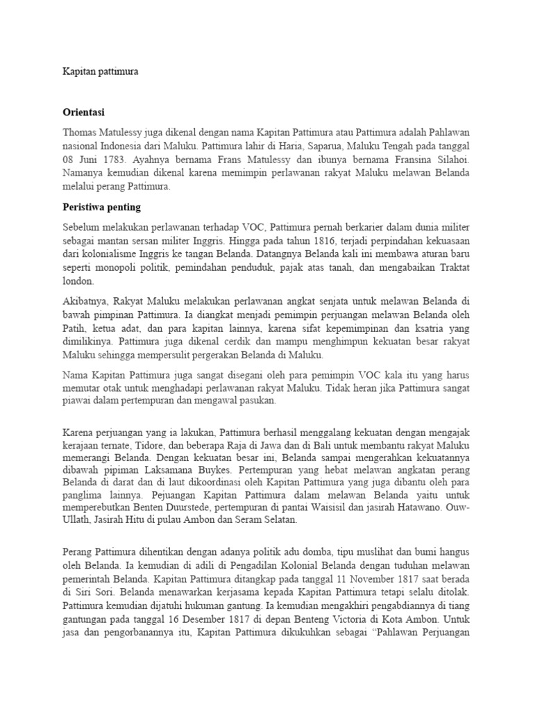 Biografi Pattimura | PDF