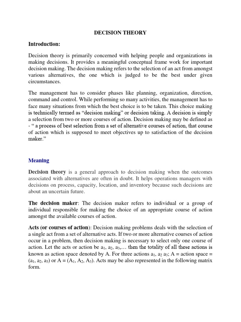 Decision Theory | PDF