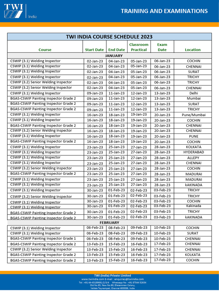 BGAS Training-And-Examinations-Schedule-2023 | PDF | Crime & Violence ...