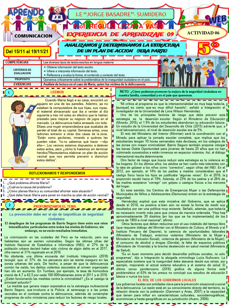 Comunicación 5° (SEM. 1) EDA 09 Act. 06 | PDF | Crímenes | Crimen y violencia