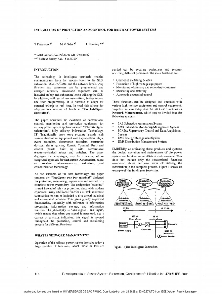 Integration of Protection and Control For Railway Power Systems | PDF ...