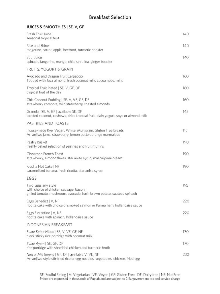 Main Dining Menu | PDF