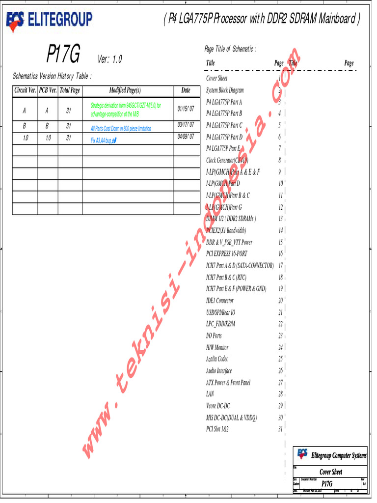 P17G (Ecs 945GCT-M2) (Diagramas - Com.br) | PDF | Physical Layer Protocols | Electrical Engineering