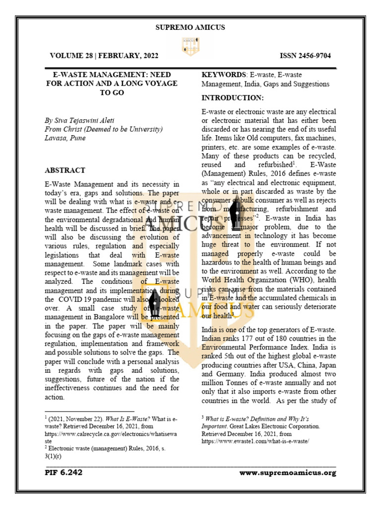 Ewaste Management Need For Action | PDF | Electronic Waste | Waste