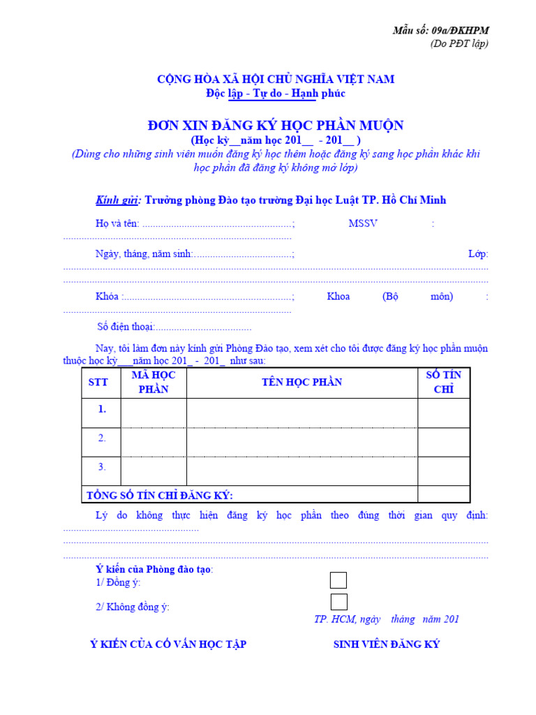 Mau 9a Don Xin Dang Ky Mon Hoc Muon Pdf