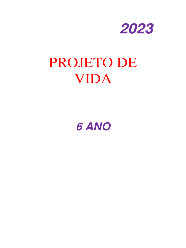 Projeto De Vida 6 2023 Corr Download Grátis Pdf Humano Pensamento