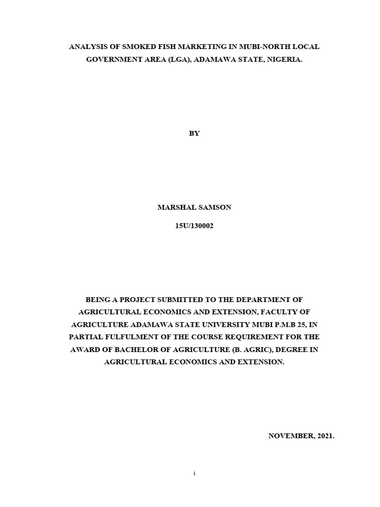 Smoked Fish Marketing in Mubi-North | PDF | Wellness