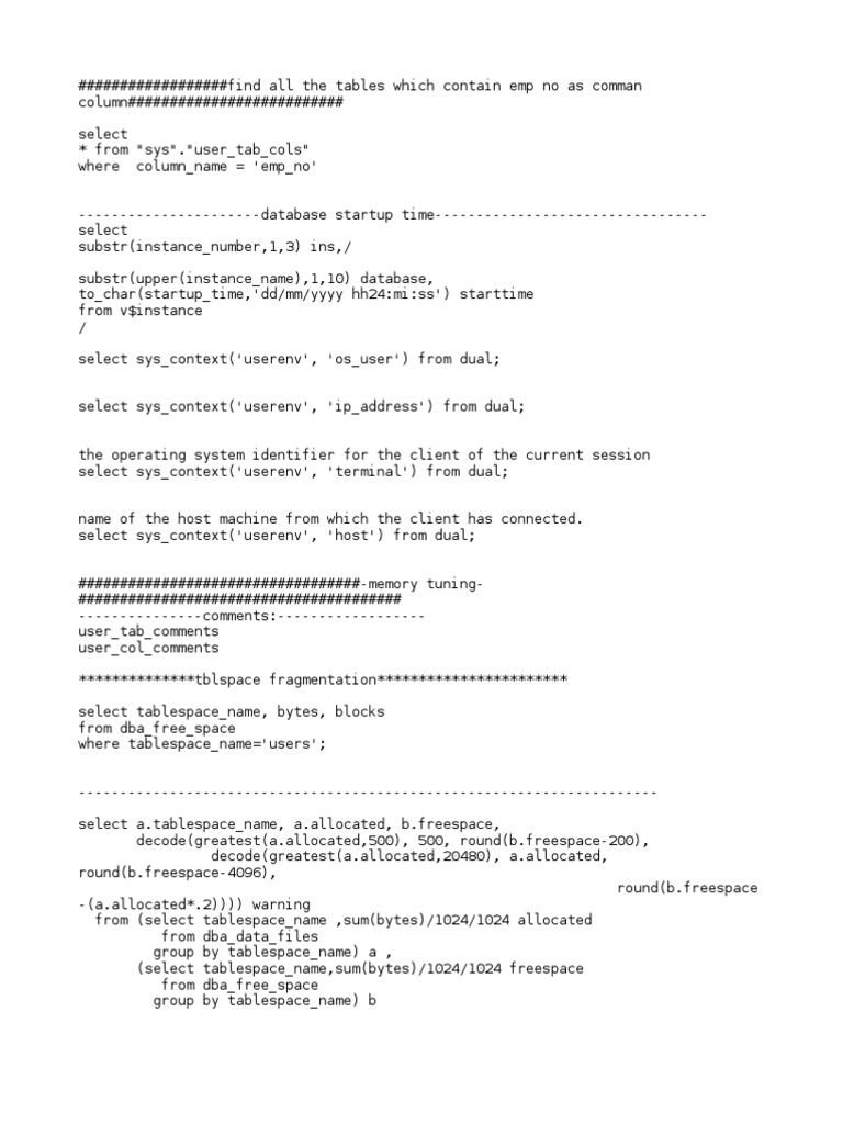 Dba Scripts All In One Pdf Plsql Data Management