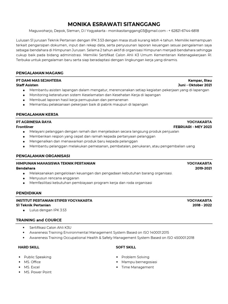 CV ATS Friendly - Monika. | PDF