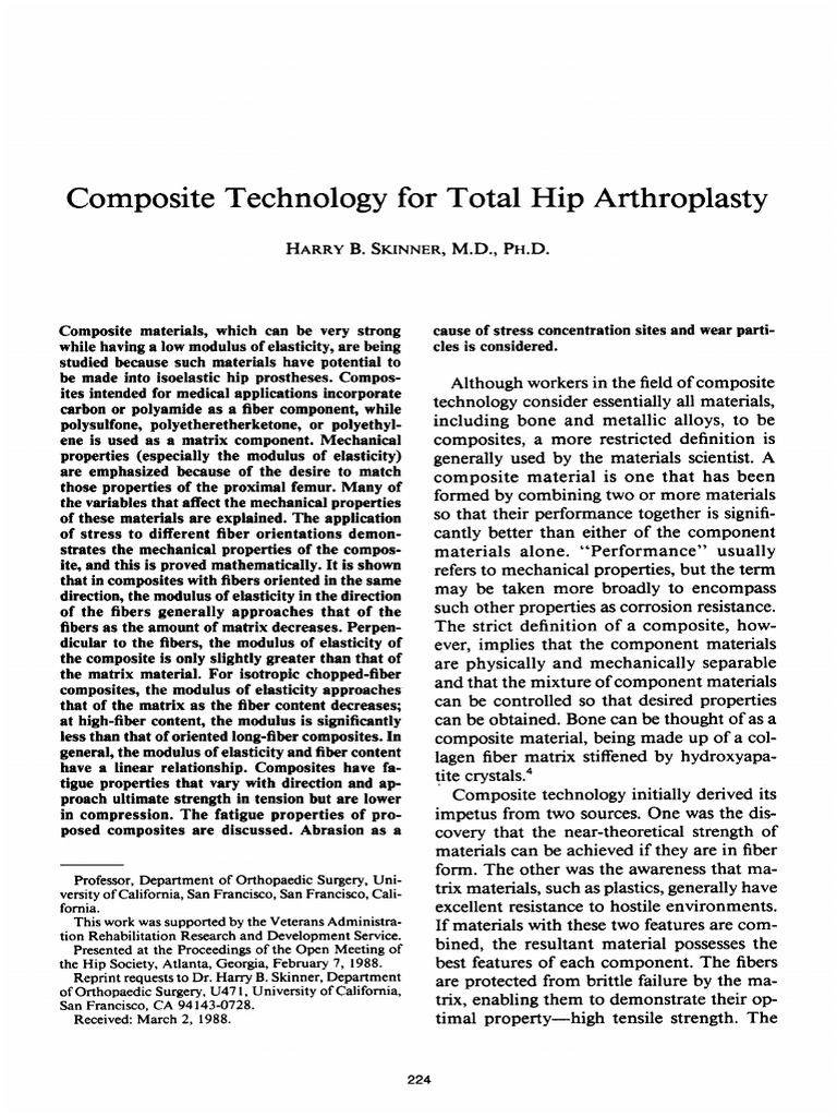 Composite Technology For Total Hip Arthroplasty.22 | PDF | Composite ...