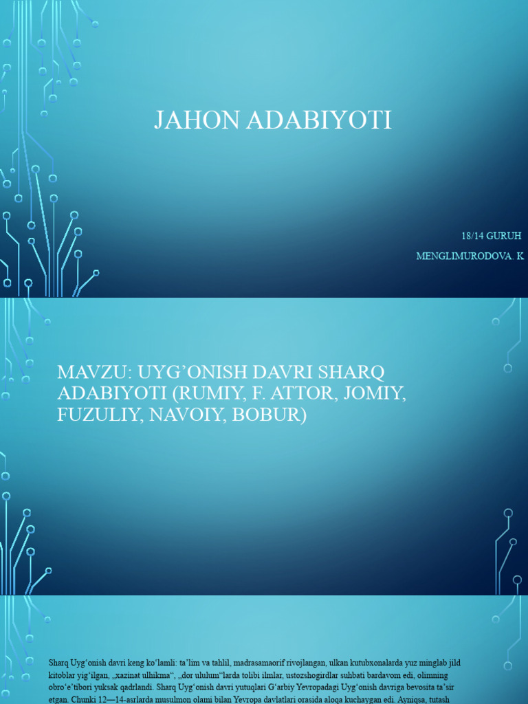 Jahon Adabiyoti | PDF