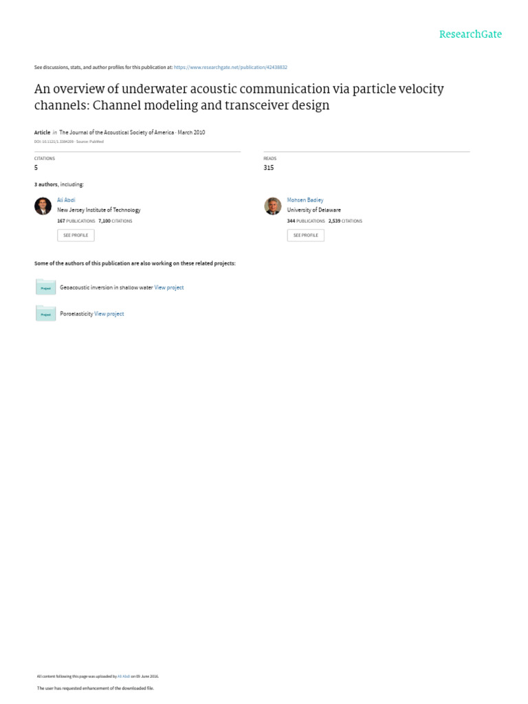 An Overview Of Underwater Acoustic Communication V Pdf Mimo Acoustics