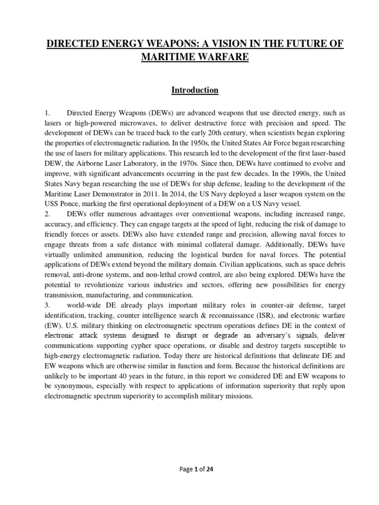 Directed Energy Weapons A Vision in The Future of Maritime Warfare ...