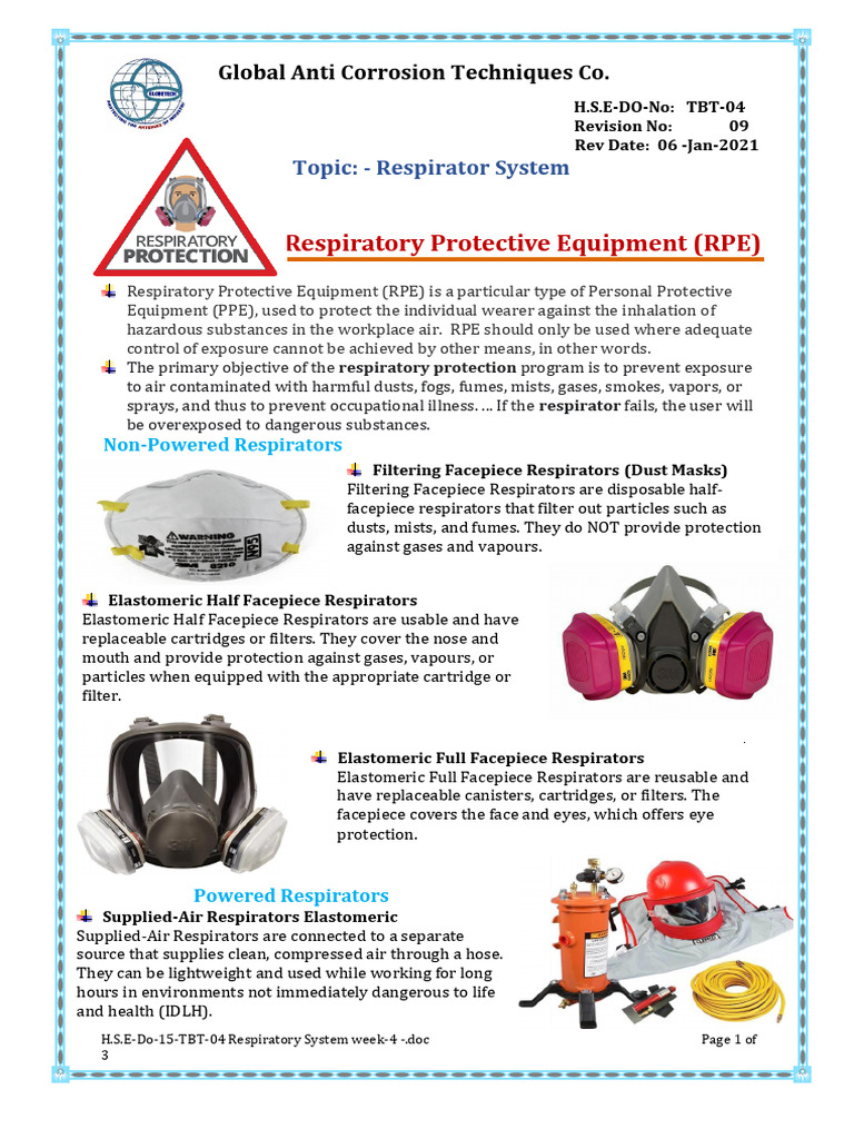 10 TBT 04 Respiratory System | Download Free PDF | Personal Protective Equipment | Working ...