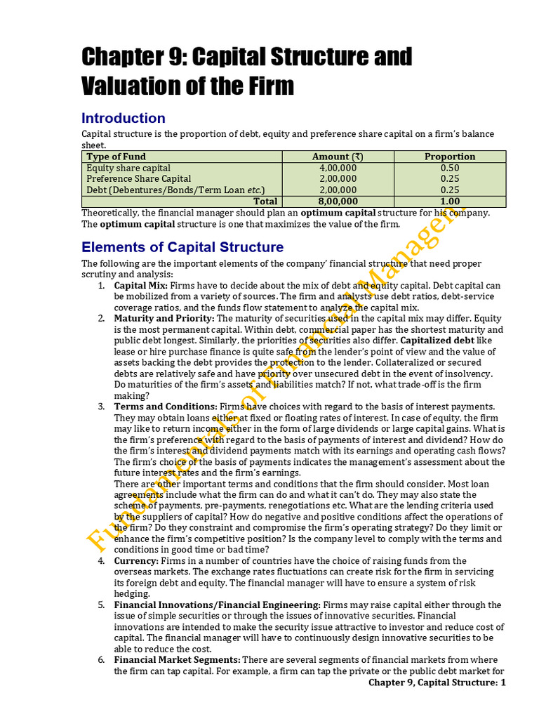 Ch 9 Capital Structure | PDF | Capital Structure | Stocks