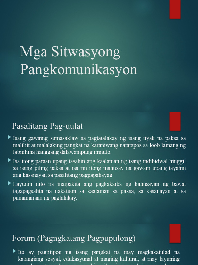 Mga Sitwasyong Pangkomunikasyon | PDF Mga Sitwasyong Pangkomunikasyon | PDF