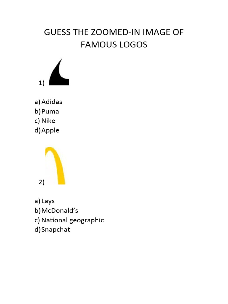 Zoomed-In Logo Guessing Game | PDF