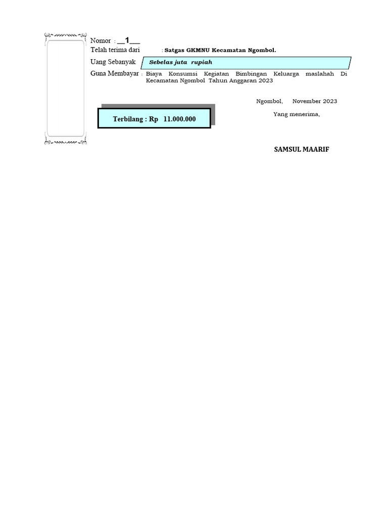 Kuitansi Dari Catering | PDF