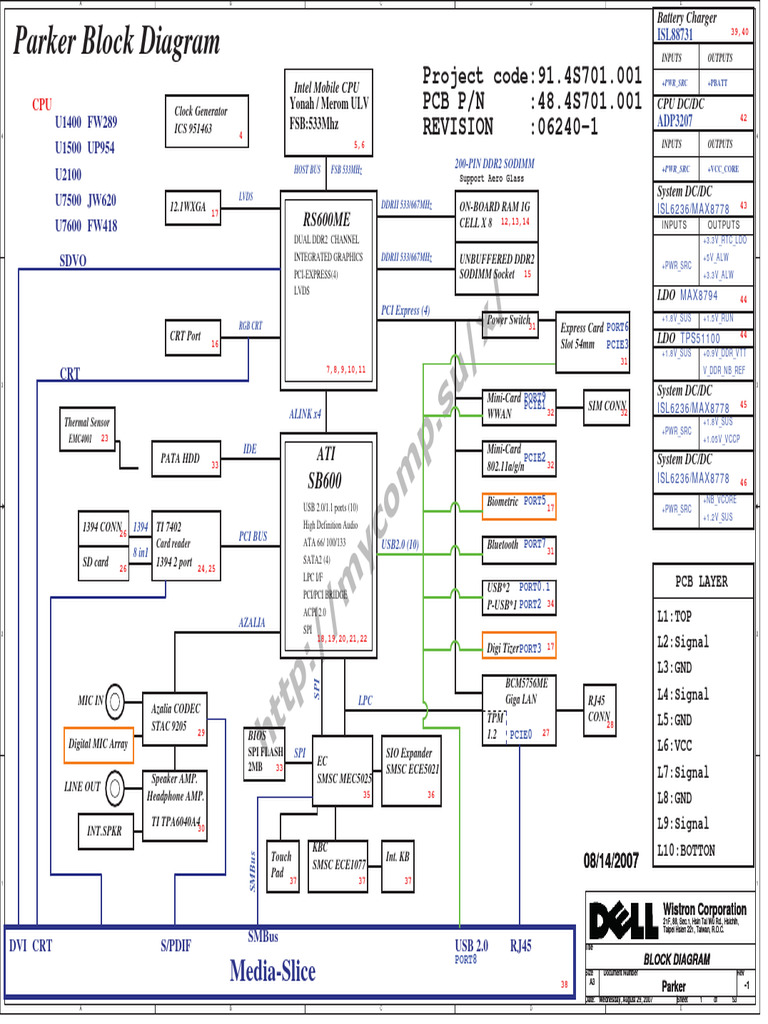 Dell Latitude XT Tablet PC Wistron Parker Rev - 1 SCH | PDF | Computer Hardware | Computer ...