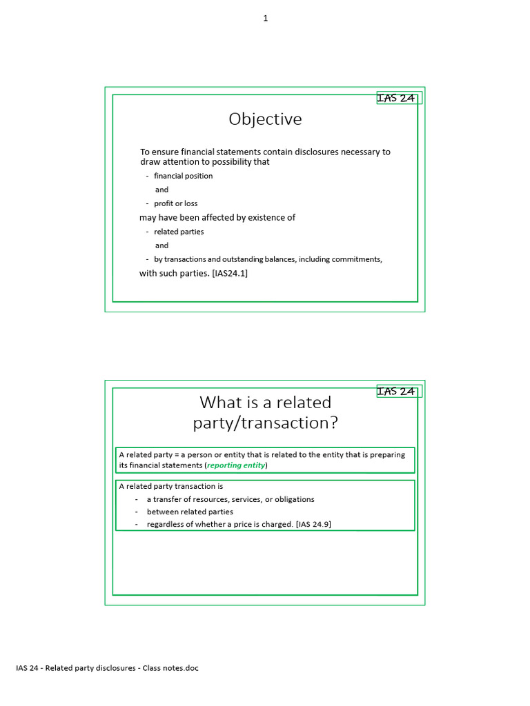 IAS 24 - Related Party Disclosures - Class Notes | PDF | International ...