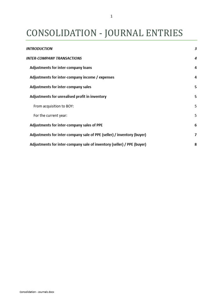 Consolidation Journal Entries Guide | PDF | Business