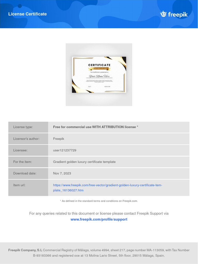 License Gradient Golden Luxury Certificate Template 16136027 | PDF ...