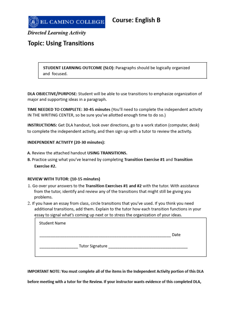 Transitions Paragraph and Questions | PDF | Communication | Paragraph